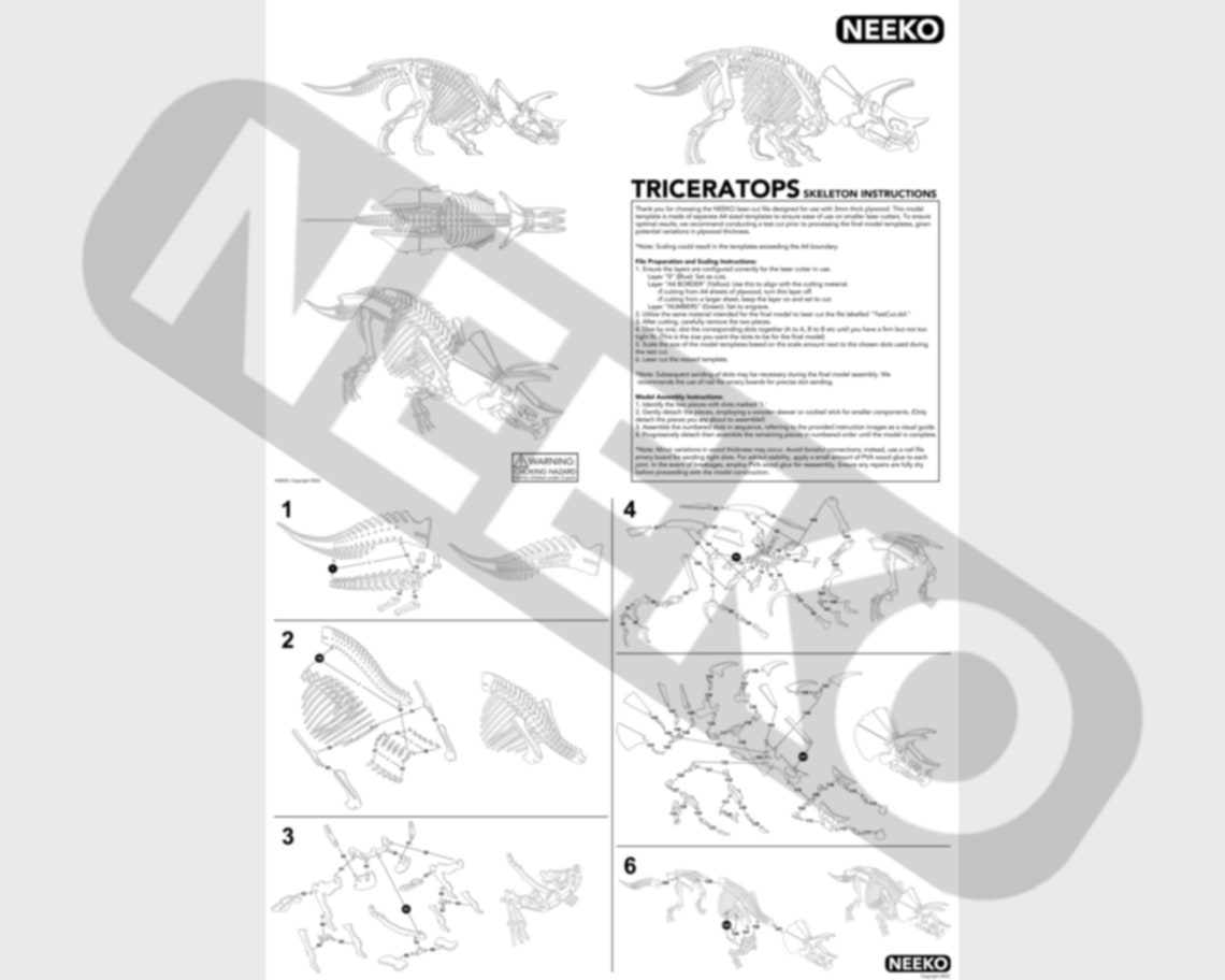 Triceratops Skeleton .dxf Digital File Template for Laser Cutting. - Etsy
