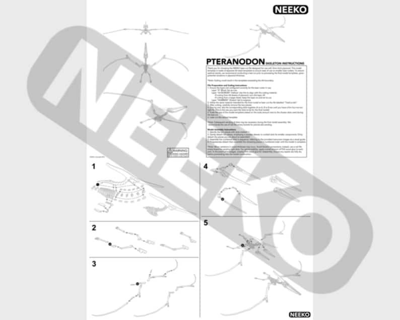 Pteranodon Skeleton .dxf Digital File Template for Laser Cutting. - Etsy