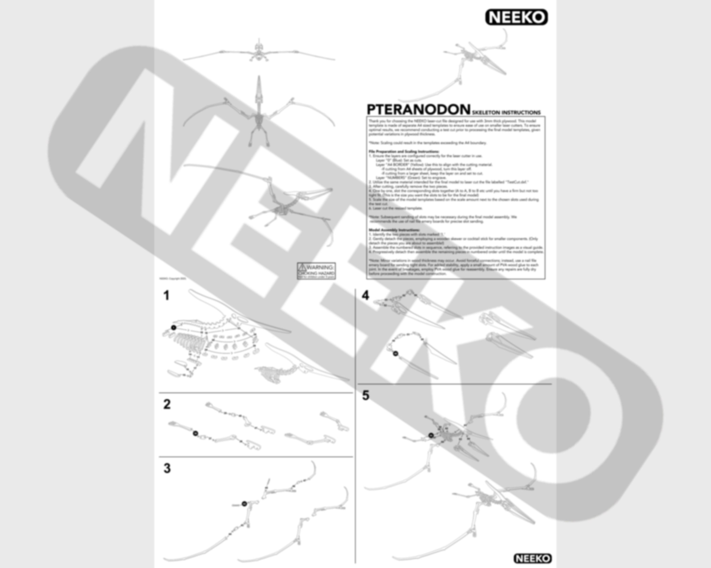 Pteranodon Skeleton .dxf Digital File Template for Laser Cutting. - Etsy