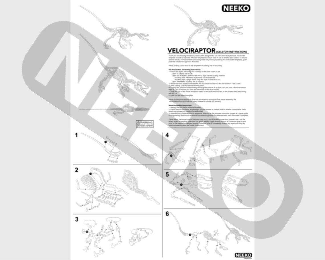 Velociraptor Skeleton .dxf Digital File Template for Laser Cutting - Etsy