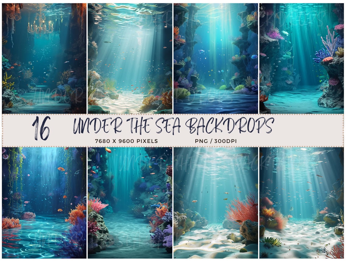 16 Under the Sea Photography Backdrops, Mermaid Party, Studio Overlay ...