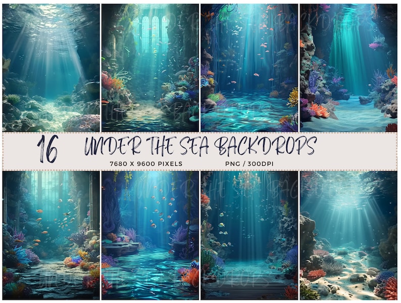 16 X Under the Sea Photography Backdrop, Underwater Decorations ...