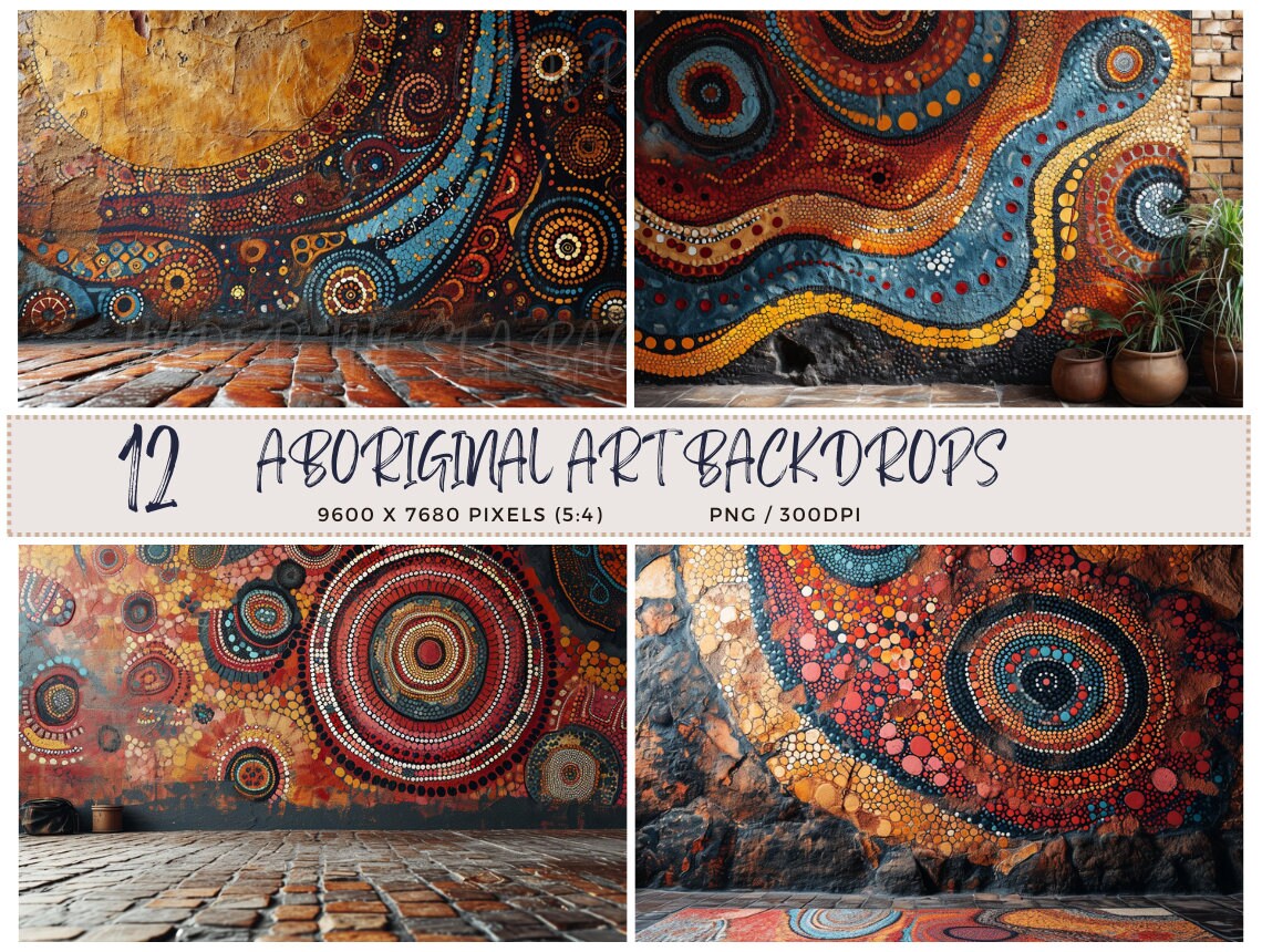 Aboriginal Art Digital Backdrop, Indigenous Print Background, Cultural ...