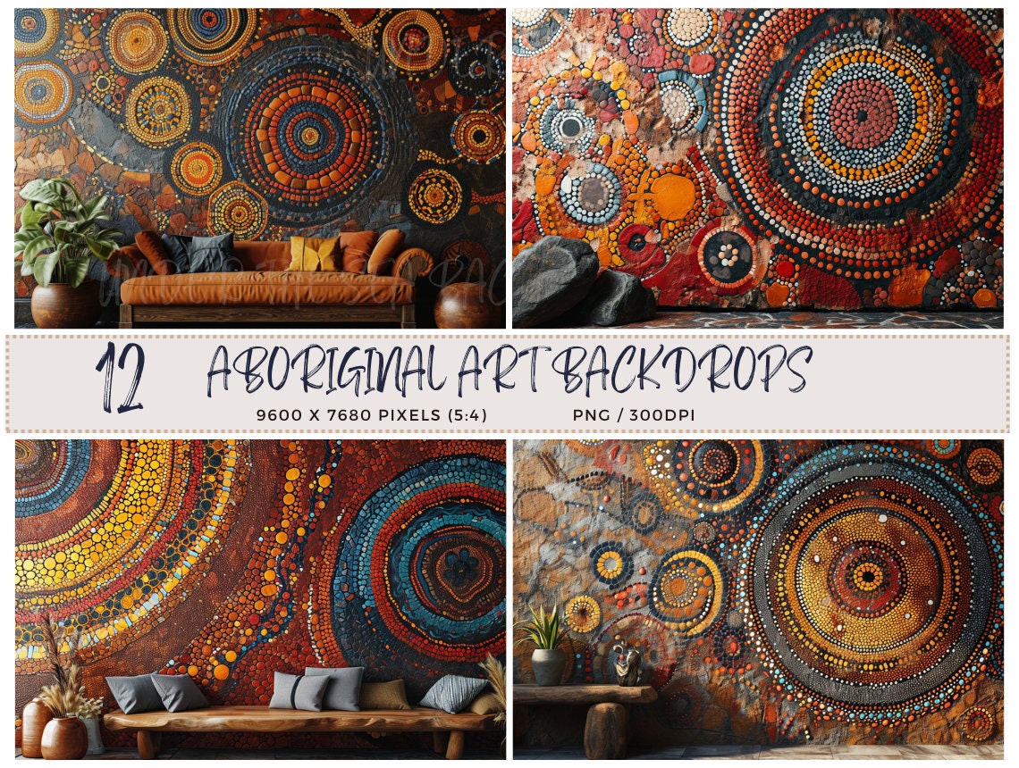 Aboriginal Art Digital Backdrop, Indigenous Print Background, Cultural ...