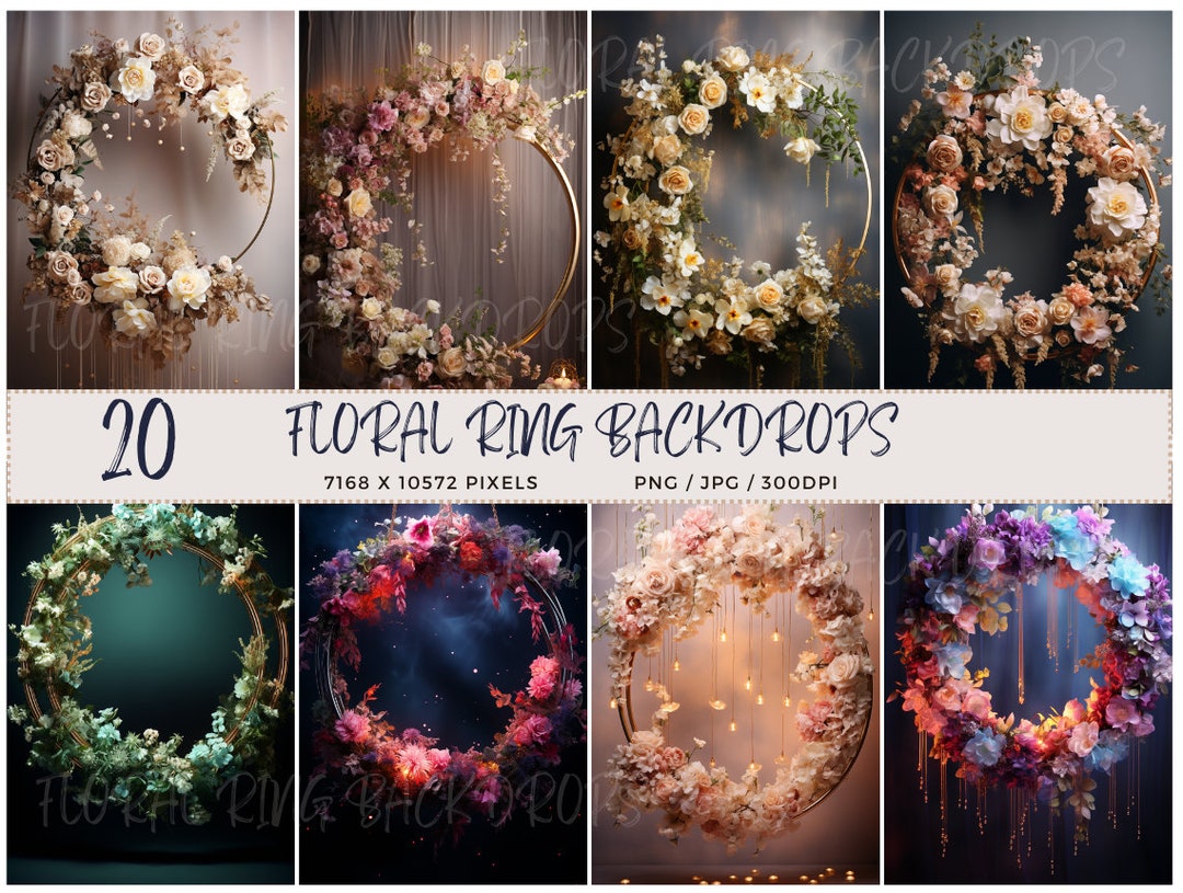 20 X Floral Ring Backdrop Mixed Backdrop Overlays - Portrait Photo ...
