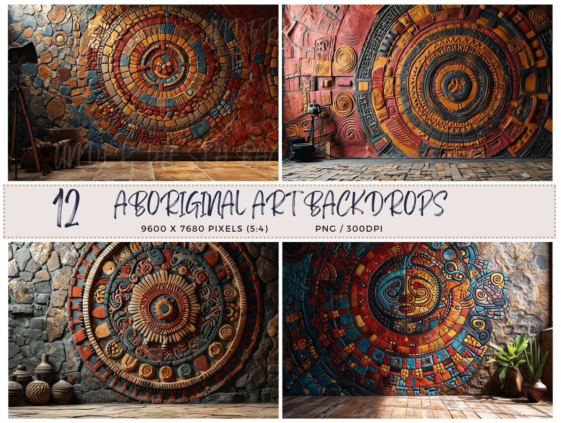 Aboriginal Art Digital Backdrop, Indigenous Print Background, Cultural ...
