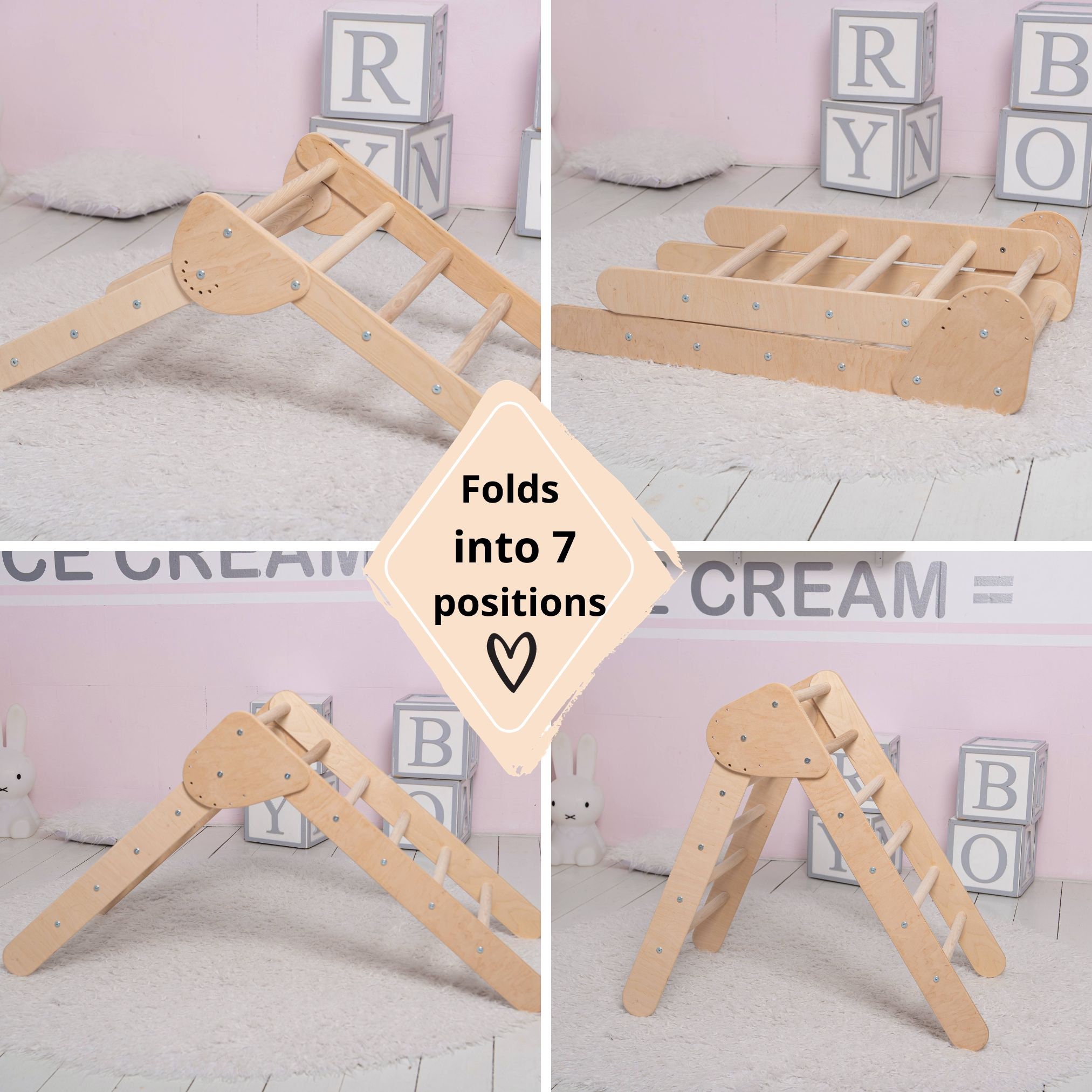 Wood Set 3 Items, Climbing Triangle, Climbing Archpillow, Montessori ...