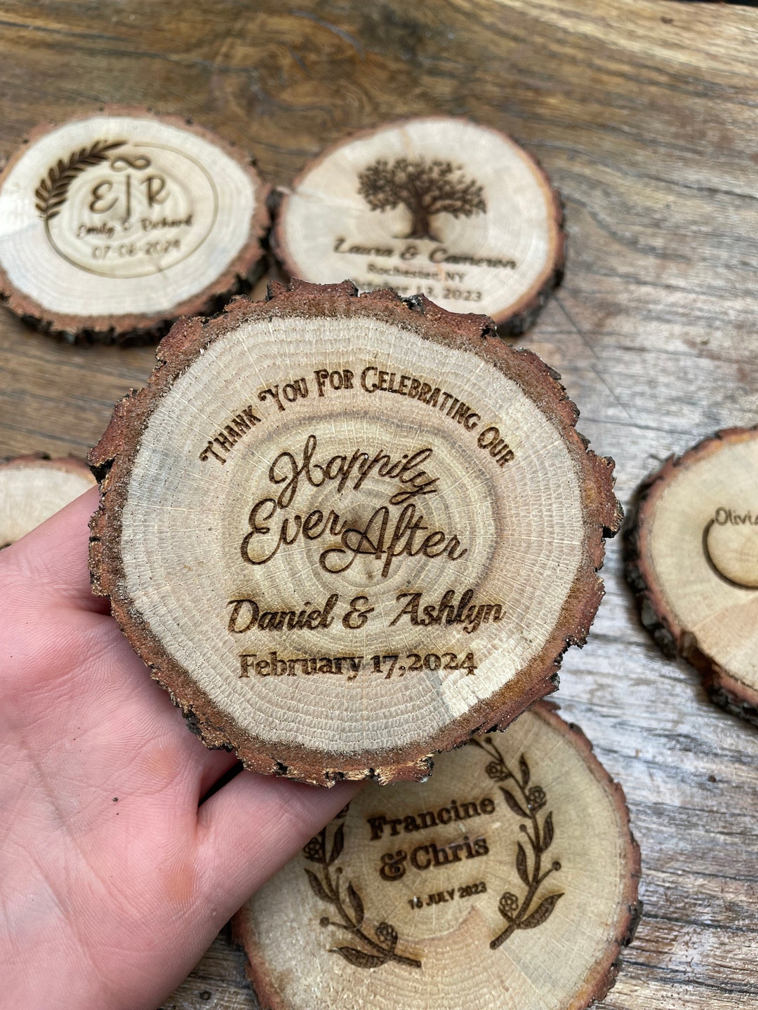 Wood Coasters as Wedding Favors for Guests in Bulk, Personalized ...