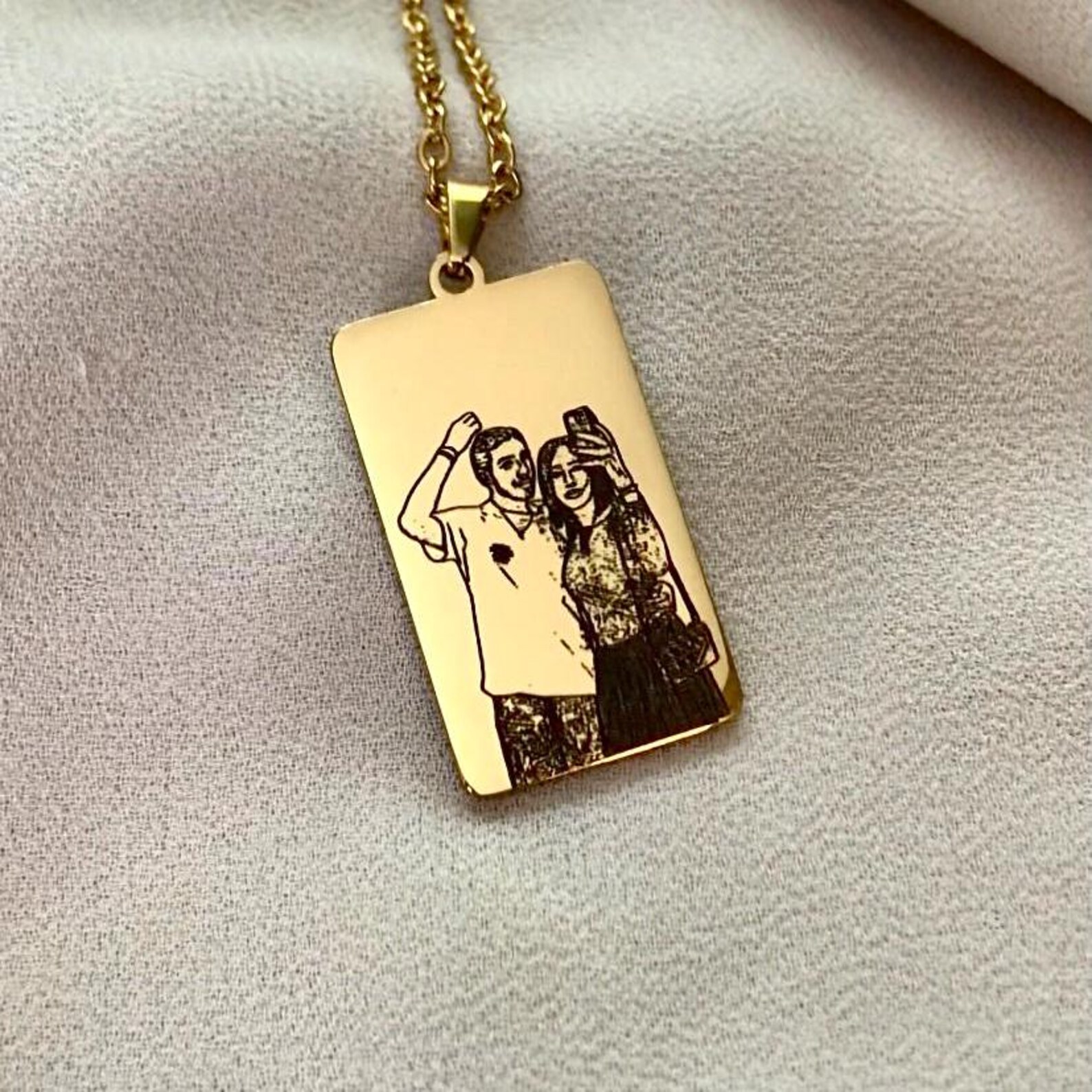 Personalized Photo Necklace - Custom Portrait Necklace - Engraved Photo ...