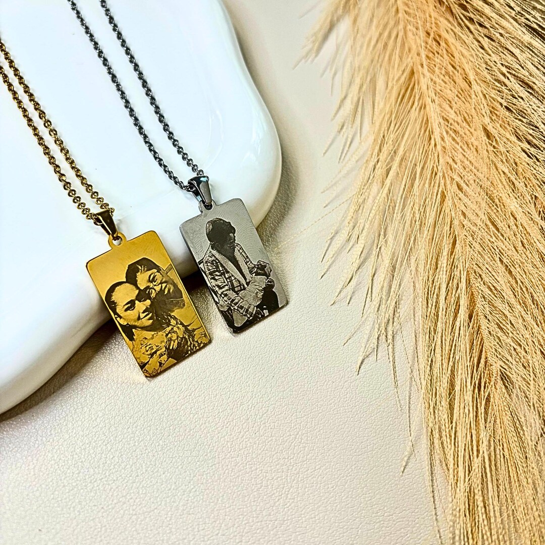 Personalized Photo Necklace - Custom Portrait Necklace - Engraved Photo ...