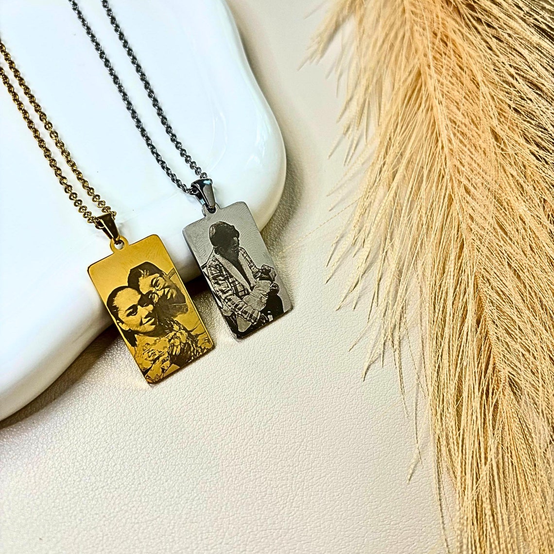 Personalized Photo Necklace - Custom Portrait Necklace - Engraved Photo ...