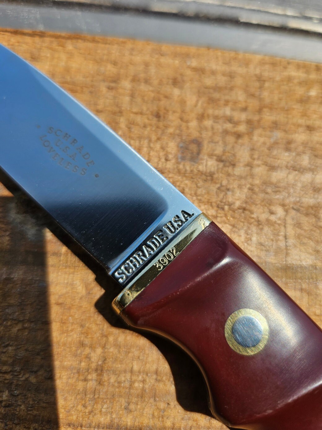 Vintage Schrade - Loveless Hunter # RL-2 Burgundy Delrin Handles With ...