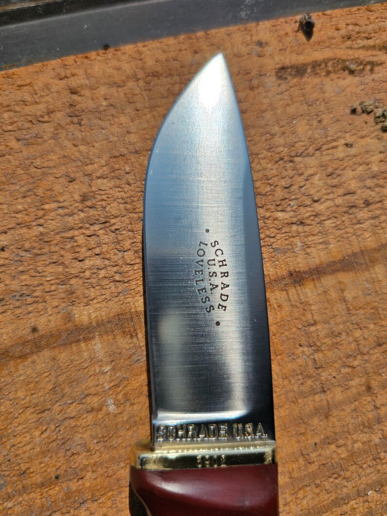 Vintage Schrade - Loveless Hunter # RL-2 Burgundy Delrin Handles With ...