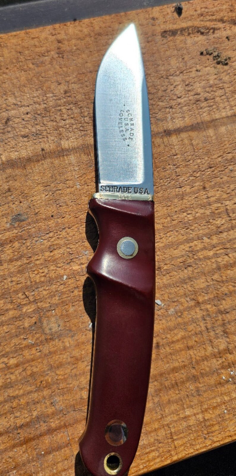 Vintage Schrade - Loveless Hunter # RL-2 Burgundy Delrin Handles With ...