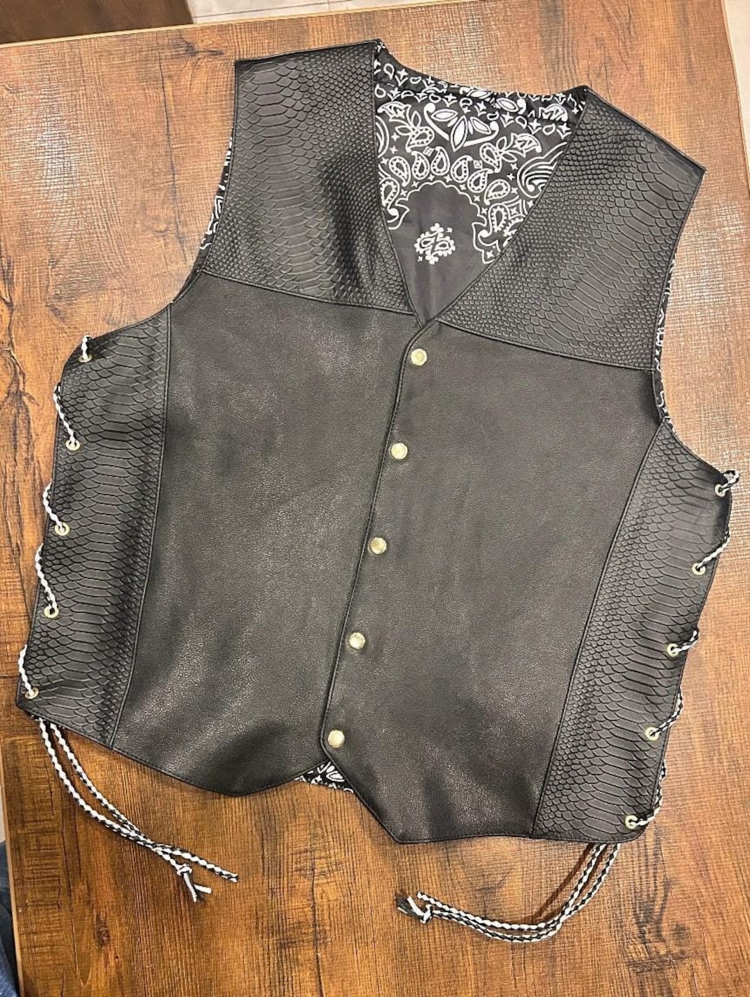 Mens Motorcycle Motorbike KING COBRA Embossed Genuine Cowhide Leather ...