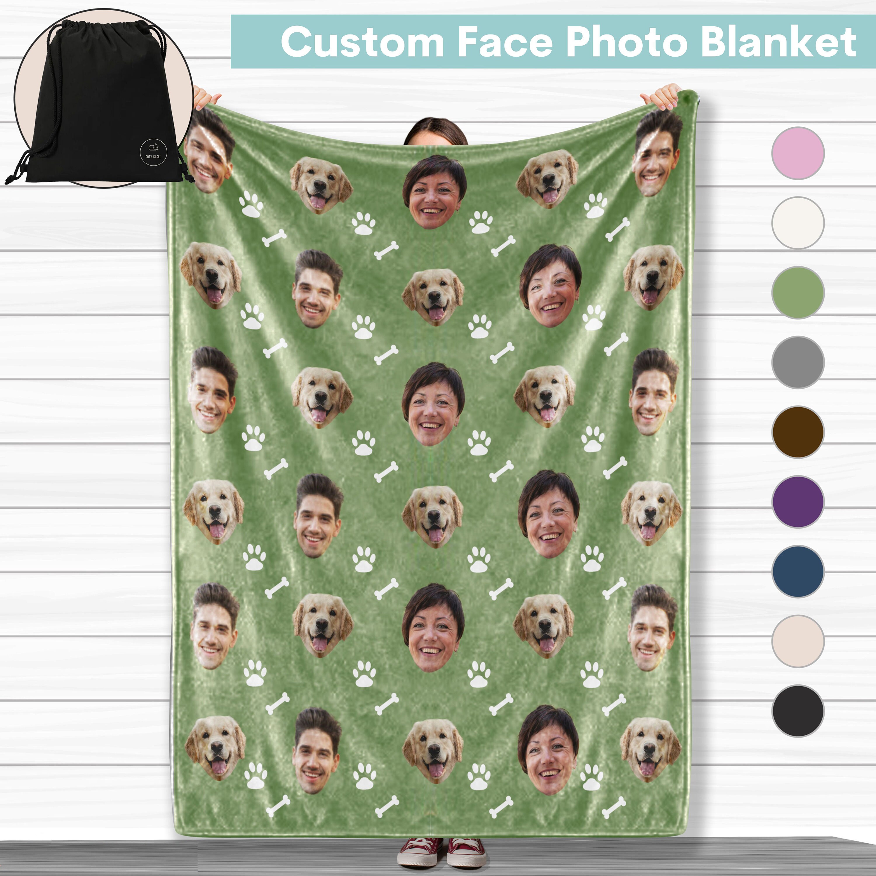 Personalized Face and Emoji Blanket, Custom Face Photo Blanket, Fleece ...
