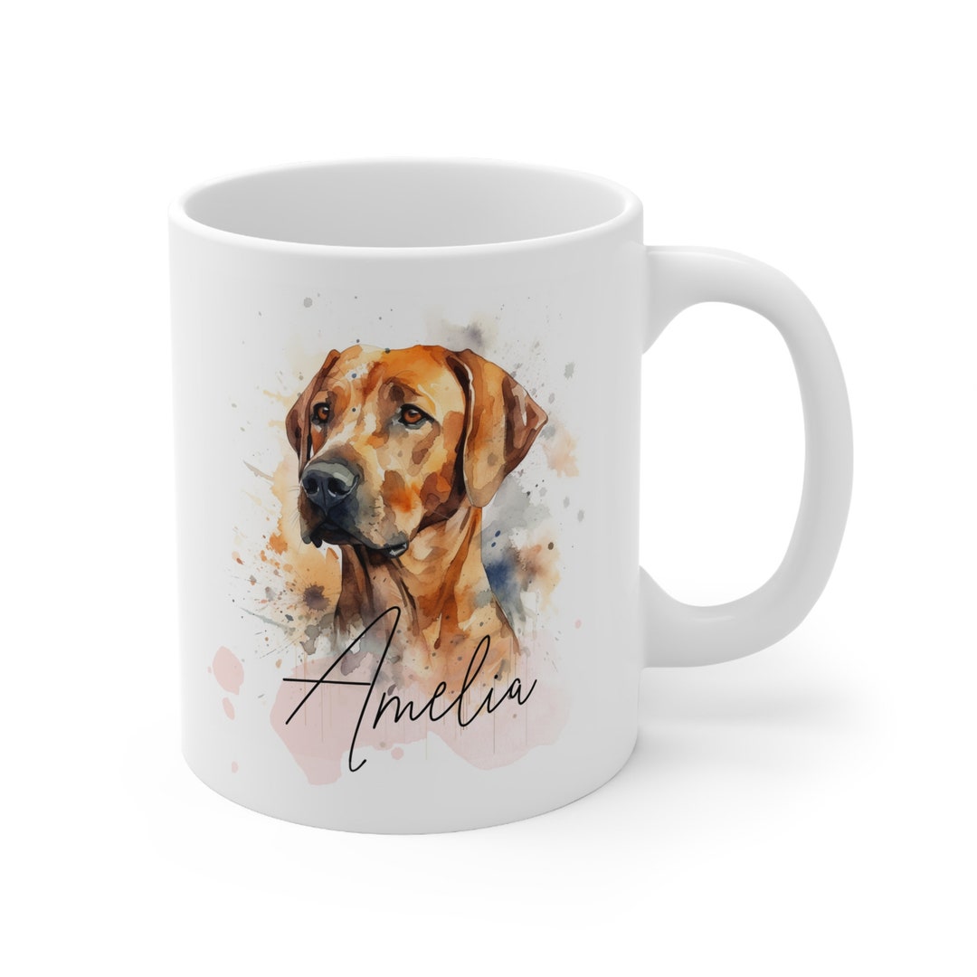 Personalized Mug of a Rhodesian Ridgeback in Watercolor Style. This Cup ...