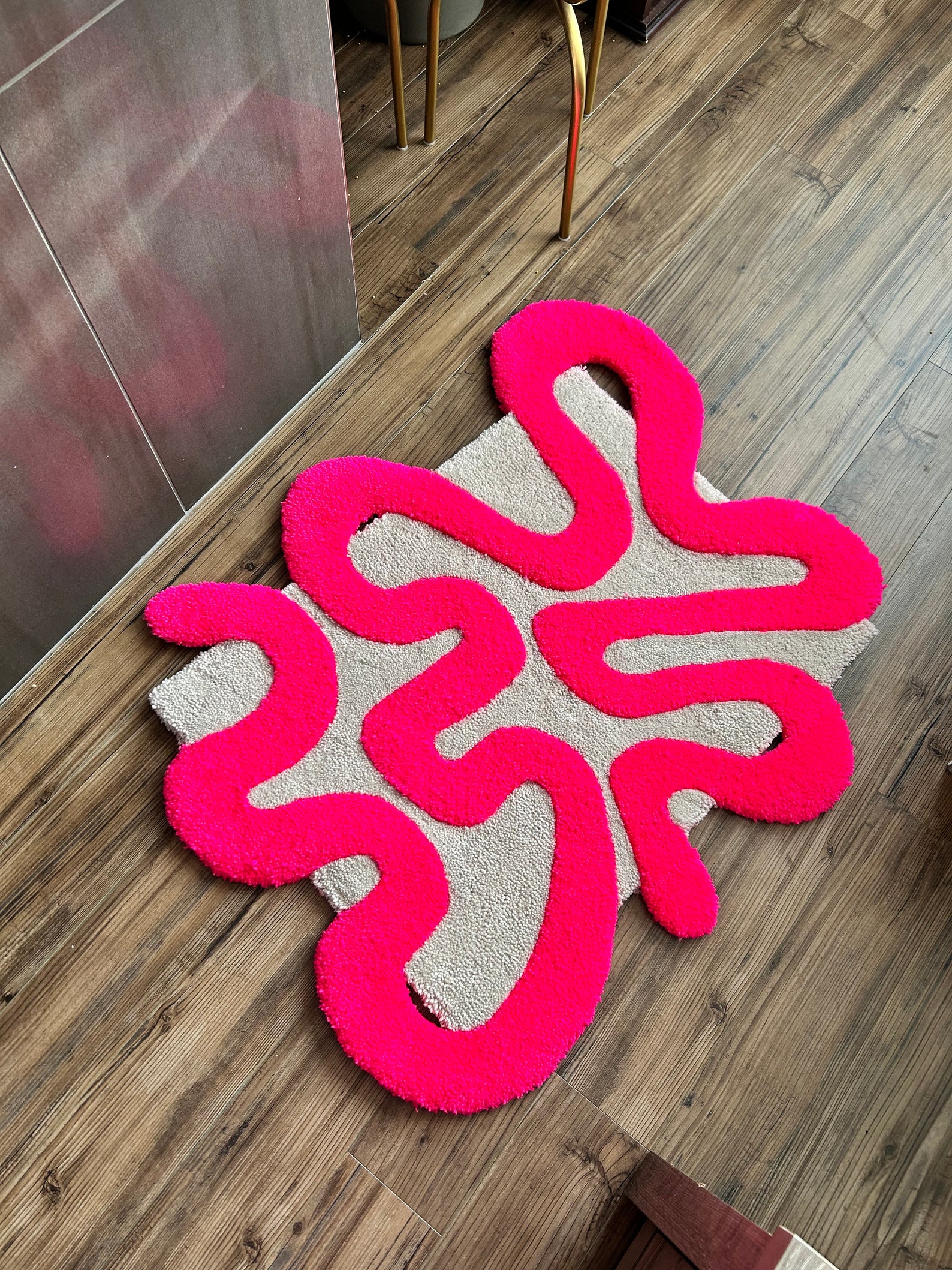 Hot Pink Squiggle Rug - Etsy