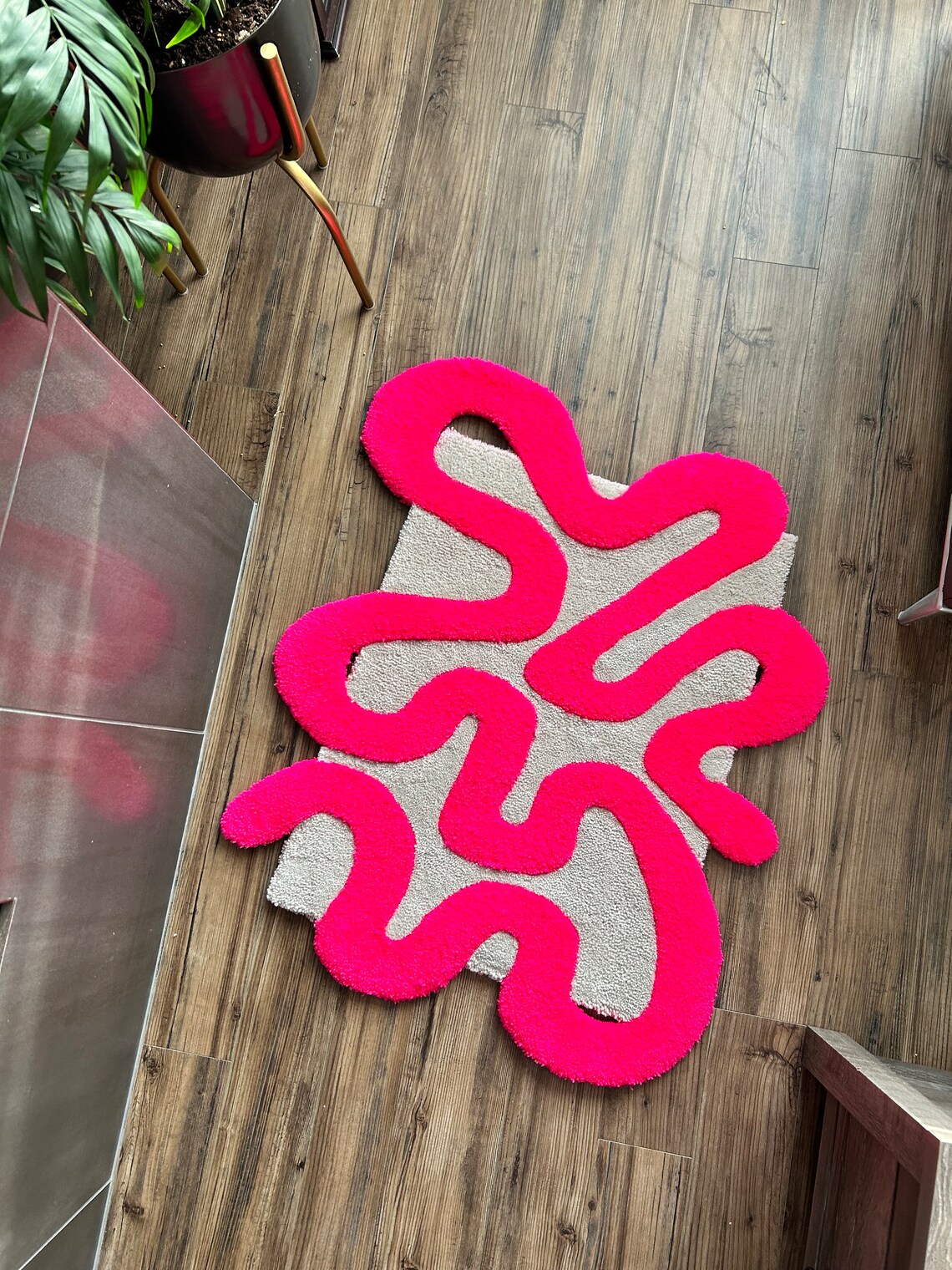 Hot Pink Squiggle Rug - Etsy