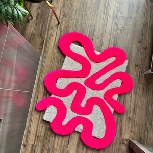 Hot Pink Squiggle Rug - Etsy