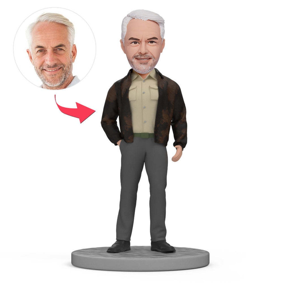 Custom Wearing Shirt & Jacket Retro Old Man Bobblehead With Text - Etsy
