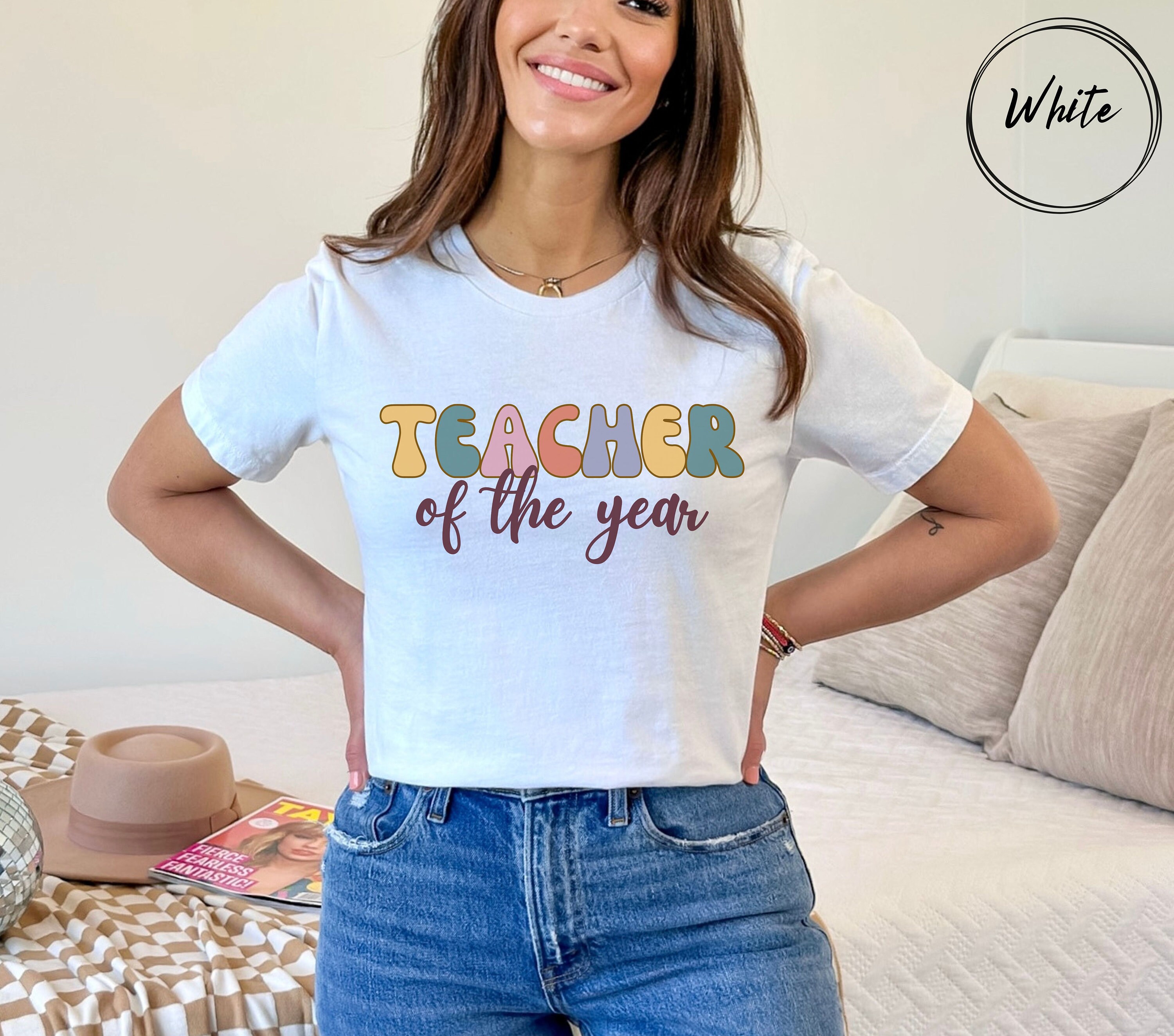 Teacher Appreciation Gift, Teacher of the Year Shirt, Retro Bubble ...