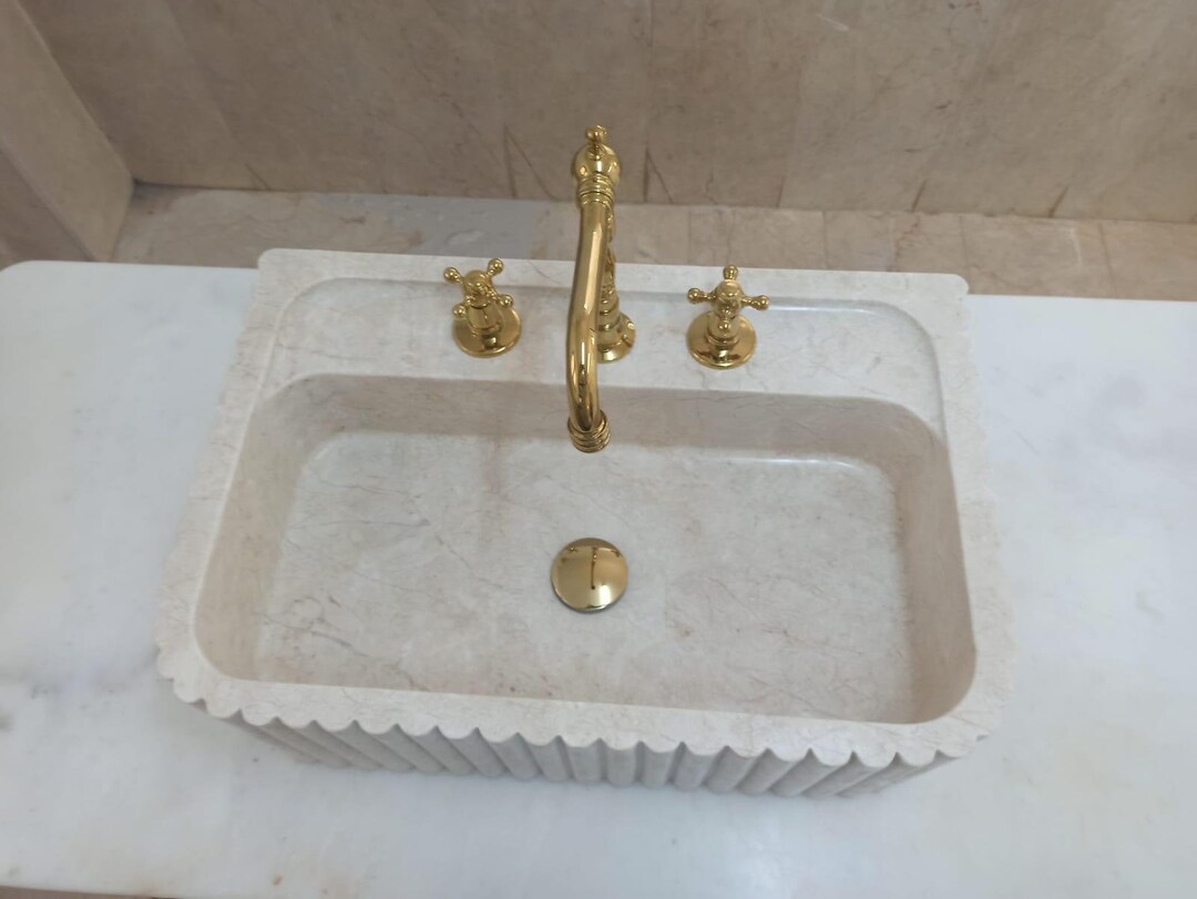 Beige Marble Wall Hung Basin, Custom Color 15.7''x 23.6'' Wall Hung ...