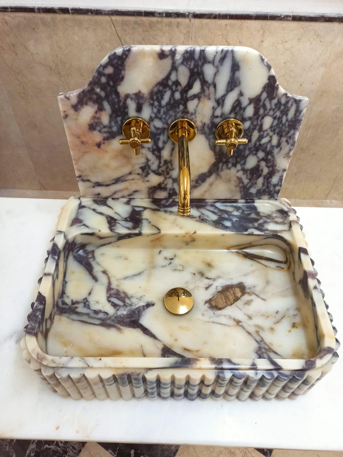 Elegant Bathroom Sink, Wall Mounted Marble Sink, Powder Room Sink, Top ...