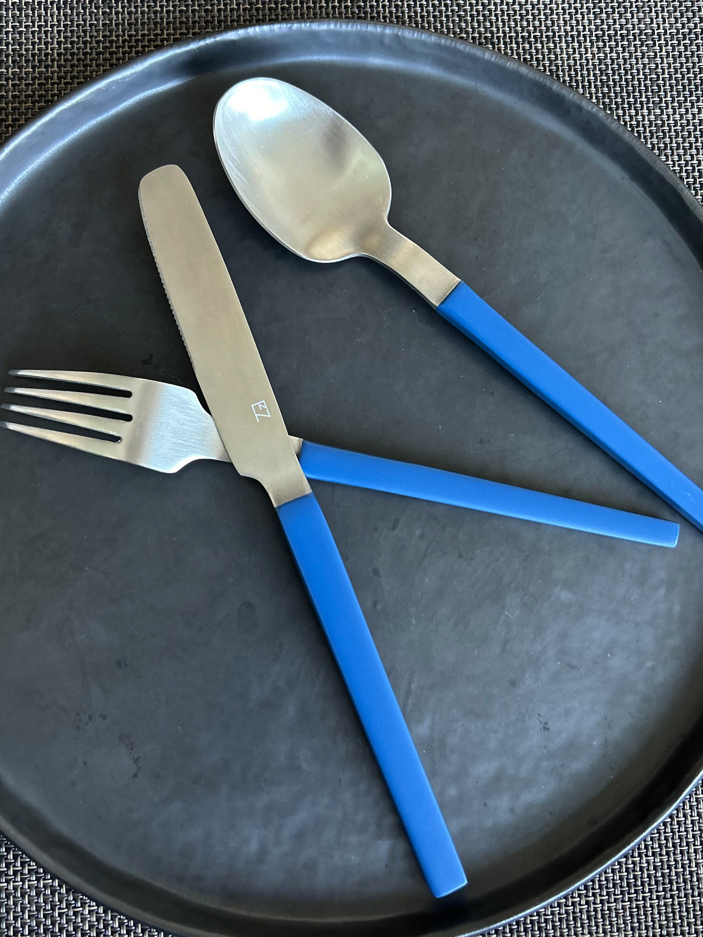 Sapphire Blue Cutlery Flatware Set - Etsy