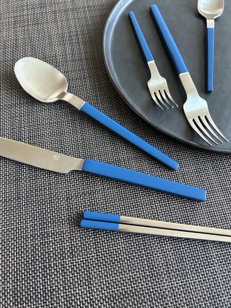 Sapphire Blue Cutlery Flatware Set - Etsy