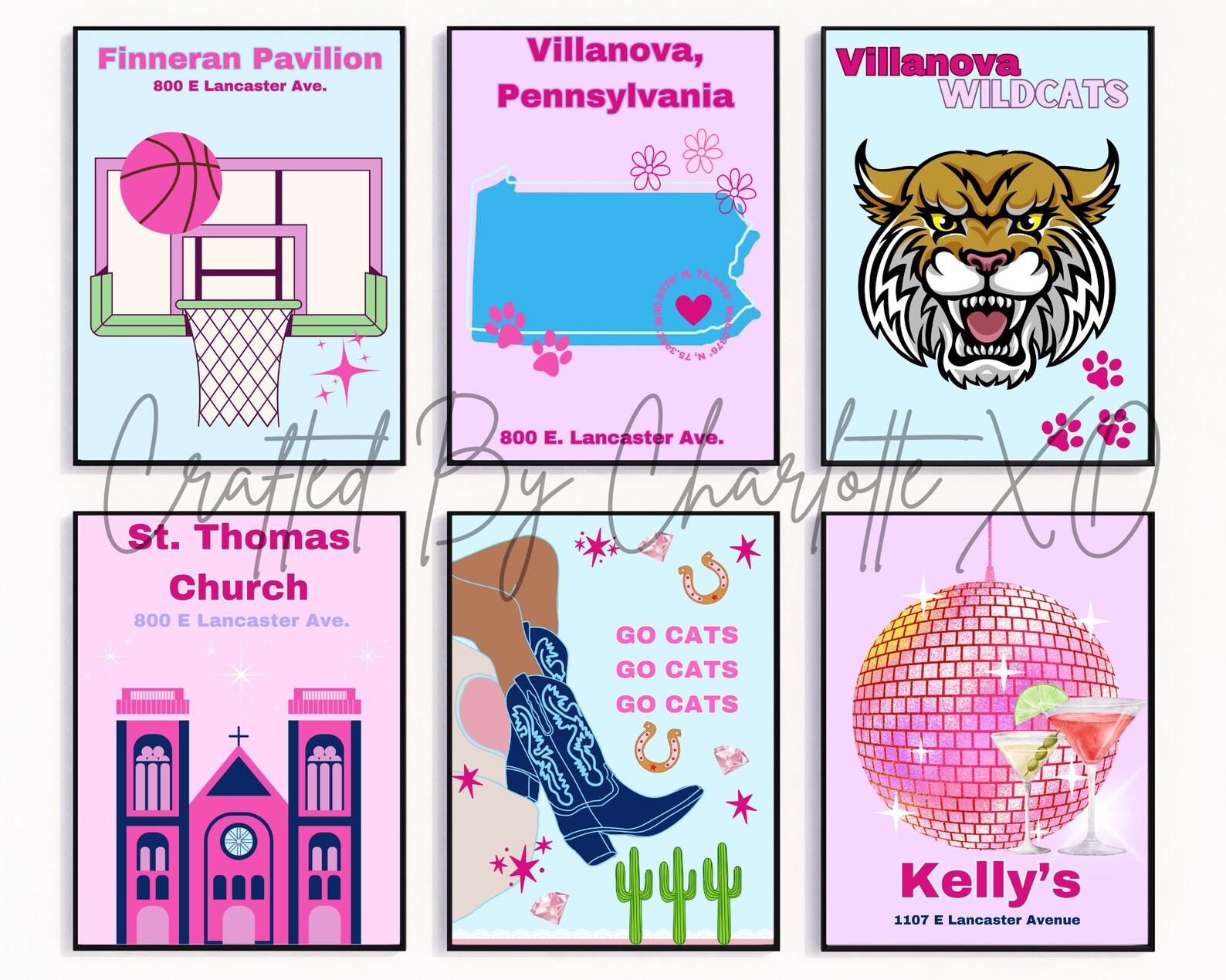 Villanova Prints Set of 6 Instant Digital Download Villanova ...