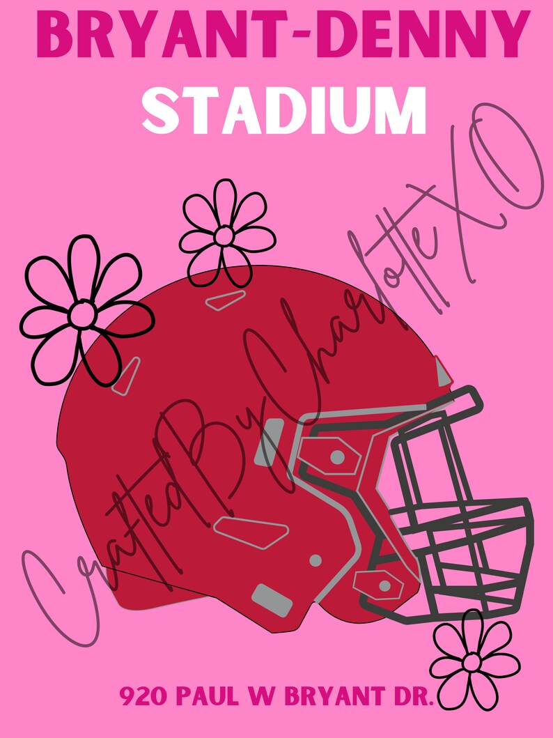 Pink University of Alabama Prints Bama Girl Dorm Decor Set of 6 Instant ...