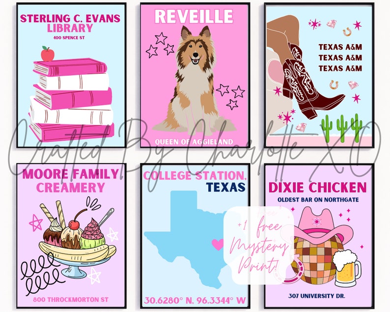 Preppy Texas A&M University Prints Instant Digital Download Texas A and ...