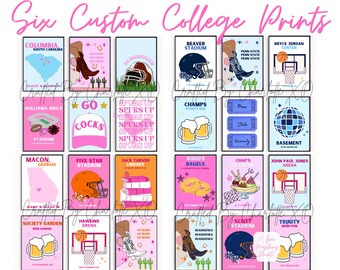 Custom College Digital Prints Set of 6 - Etsy