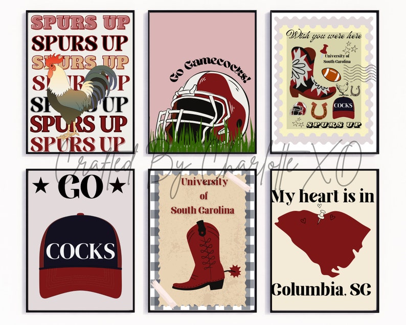 Set of 6 Gamecocks Posters Digital Download University of South ...