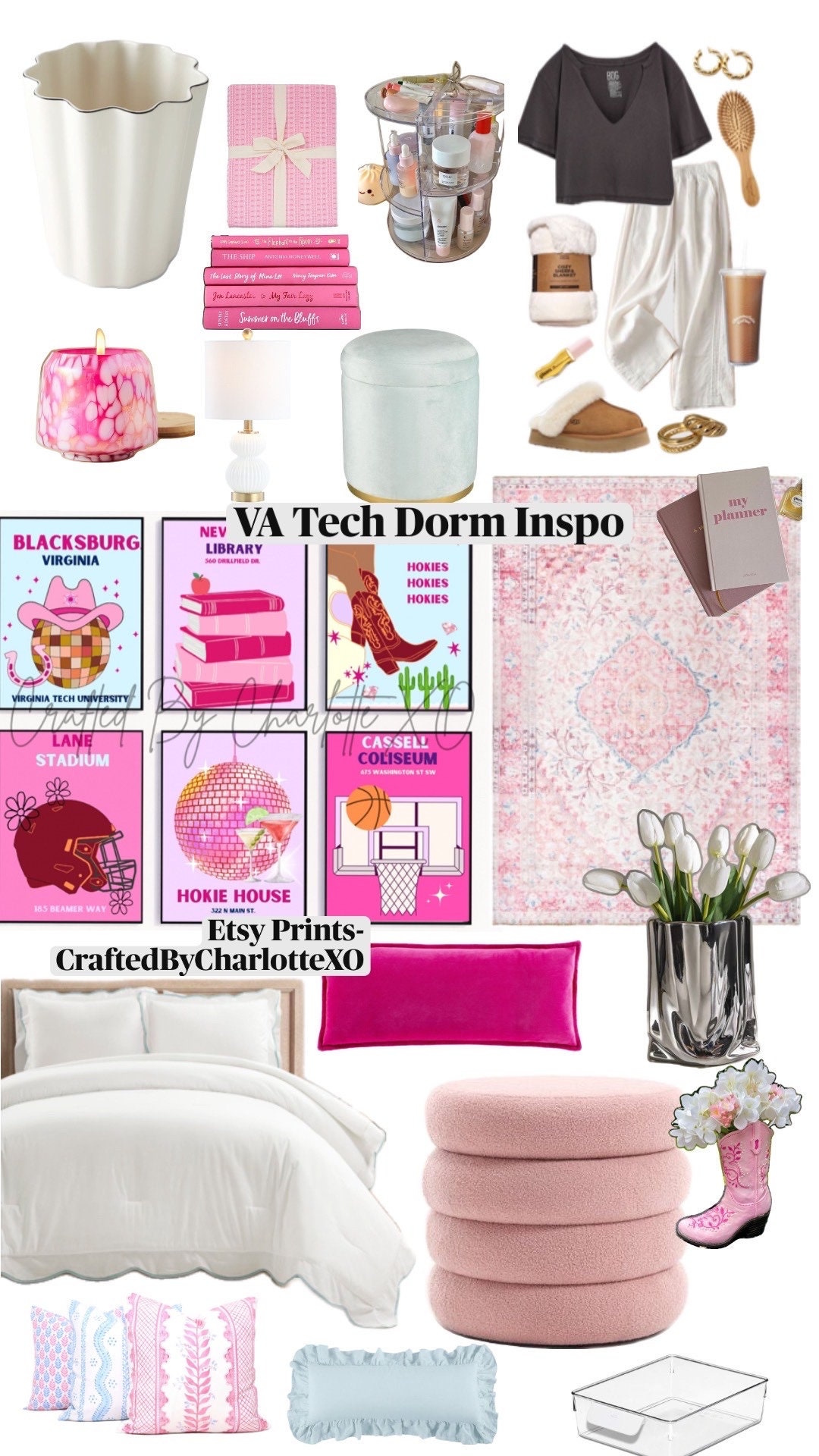 Preppy VA Tech Prints Instant Digital Download VA Tech Girl Dorm Decor ...