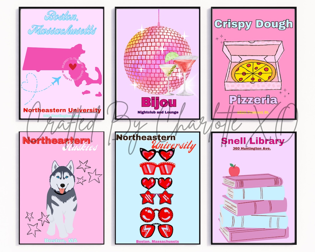Northeastern University Posters Set of 6 Instant Digital Download ...