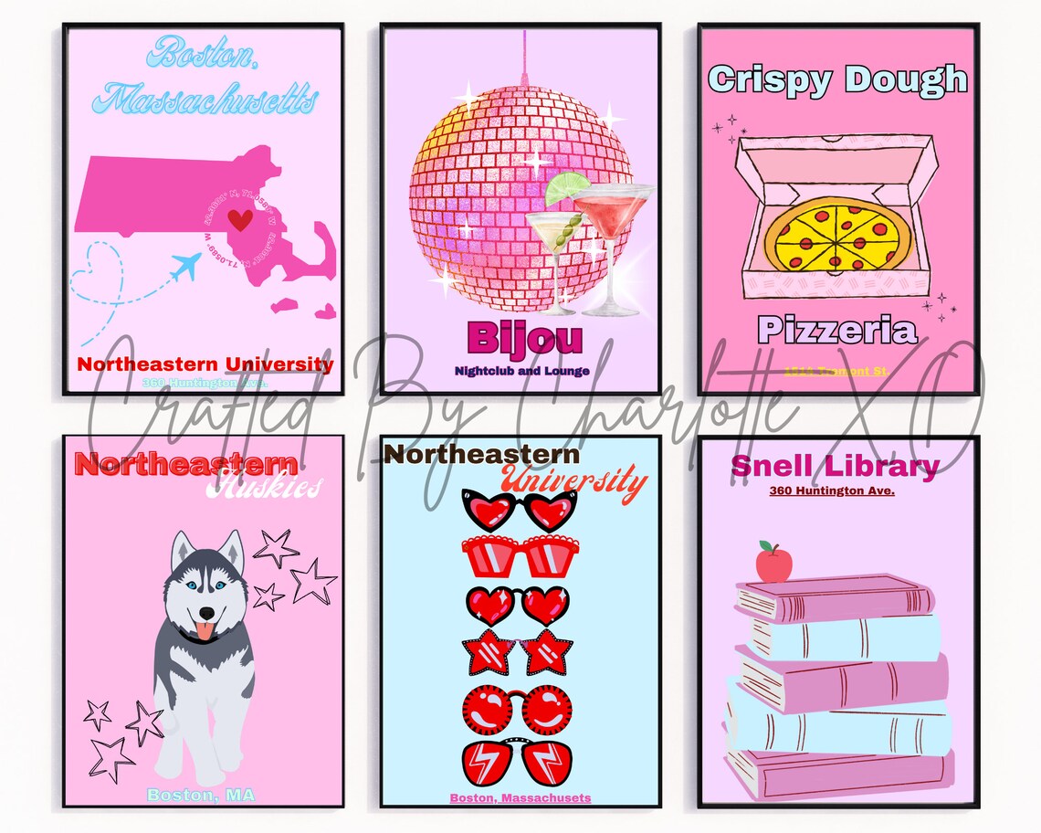 Northeastern University Posters Set of 6 Instant Digital Download ...