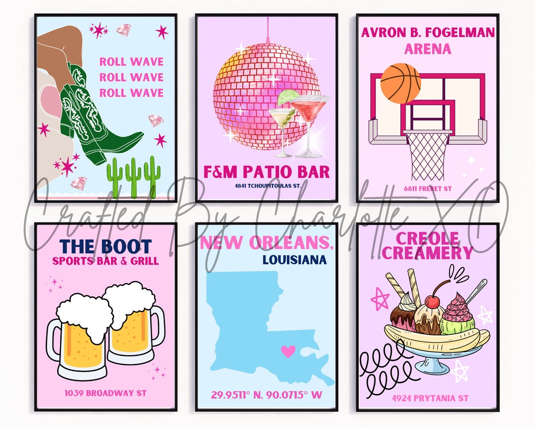 Preppy Tulane University Posters Set of 6 Instant Digital Download Roll ...