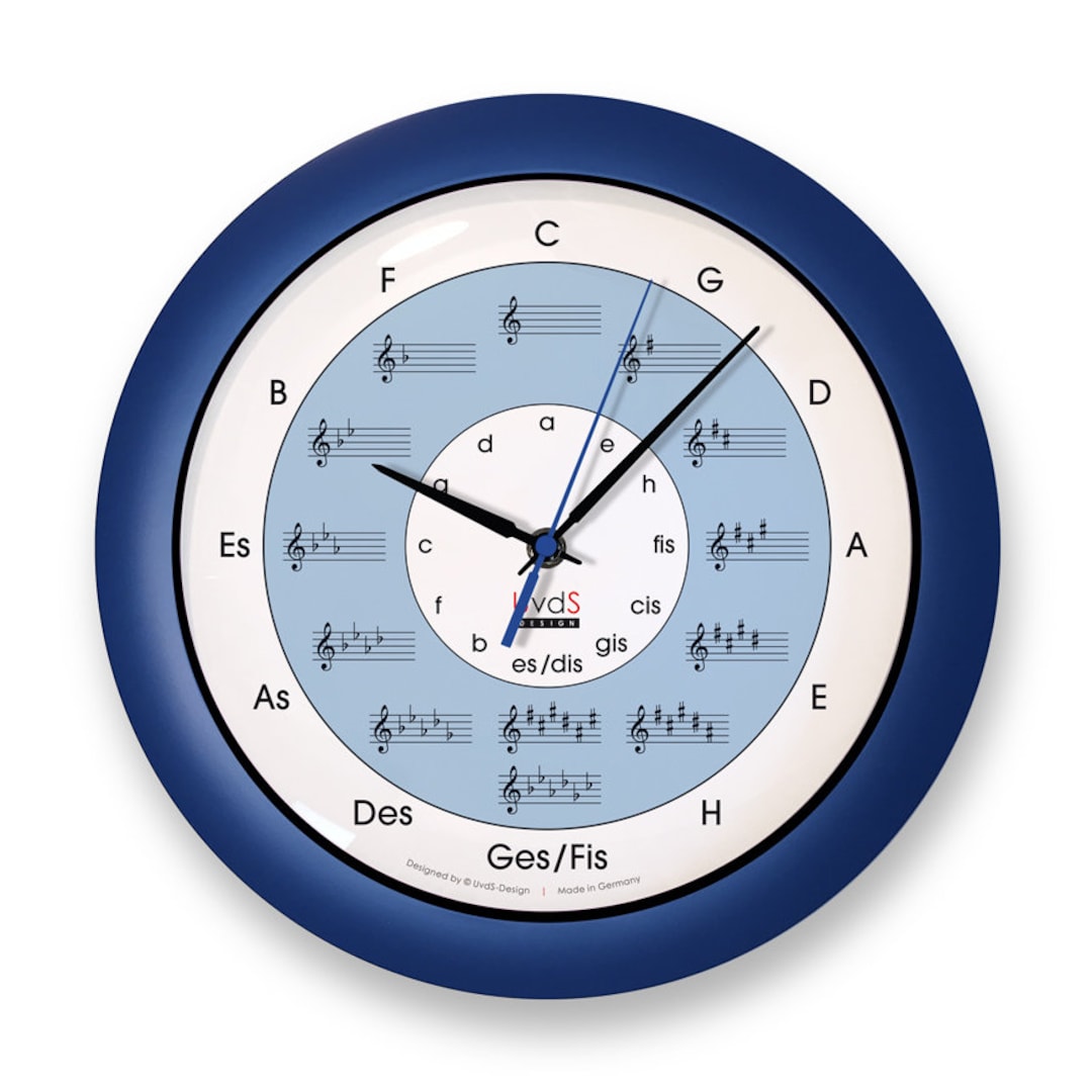 Classic Circle of Fifths Clock With Silent Radio-controlled Clockwork ...
