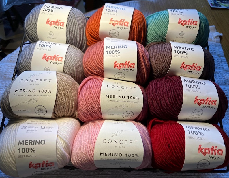 Katia Virgin Merino Light Worsted DK Double Knitting Yarn 50g - 100% ...