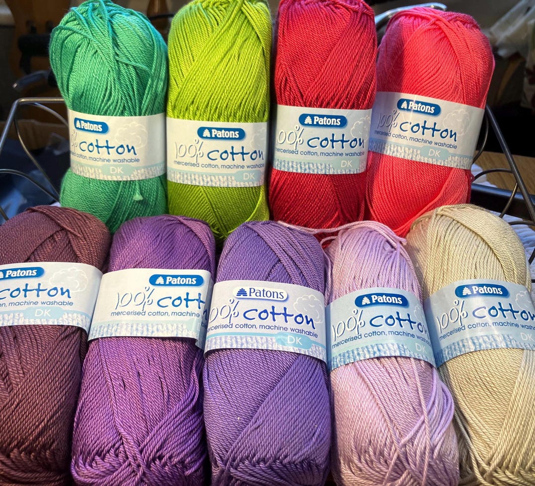 Patons Mercerized Cotton DK Yarn: Light Worsted Crochet Knitting - 100g ...