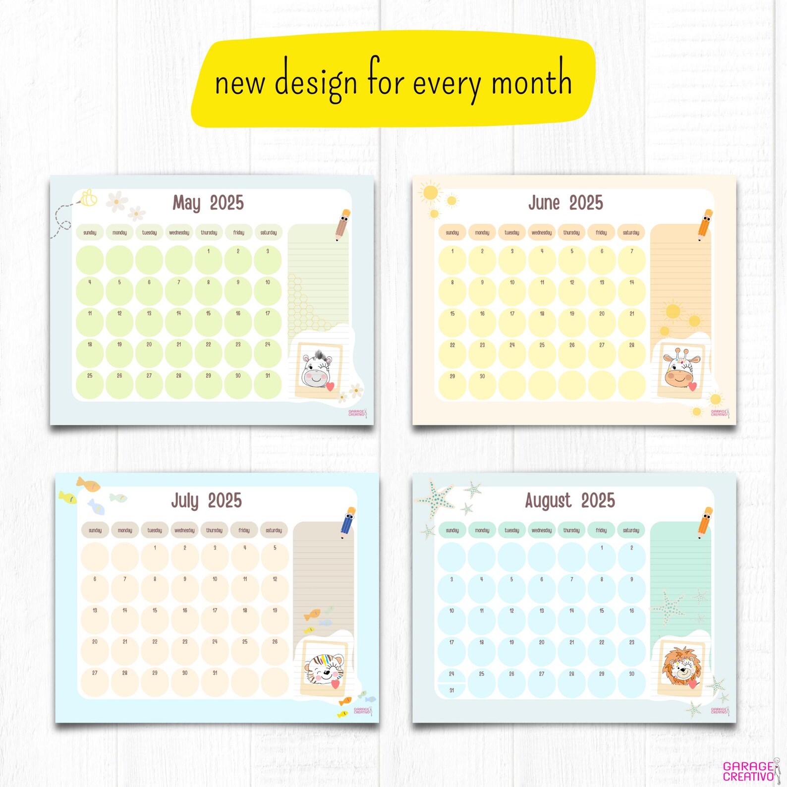 Monthly Calendar 2025 Printable, Wall Calendar, Kids Calendar, Desk ...