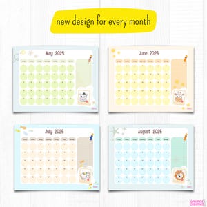 Printable Calendar 2025 for Kids, Colorful Funny Animal, Digital ...
