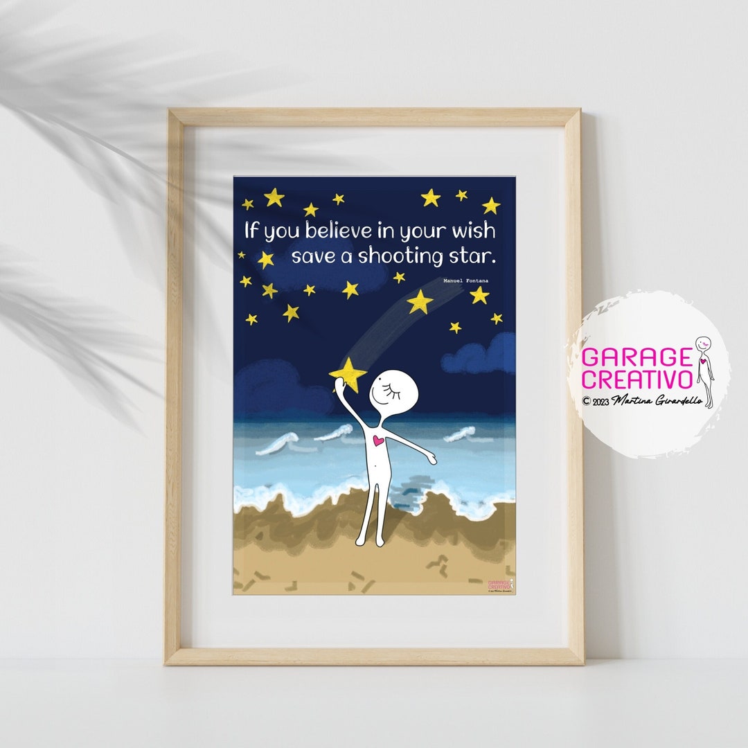 Shooting Star Cozy Quote Wall Art, Starry Skies Motivational Poster for ...