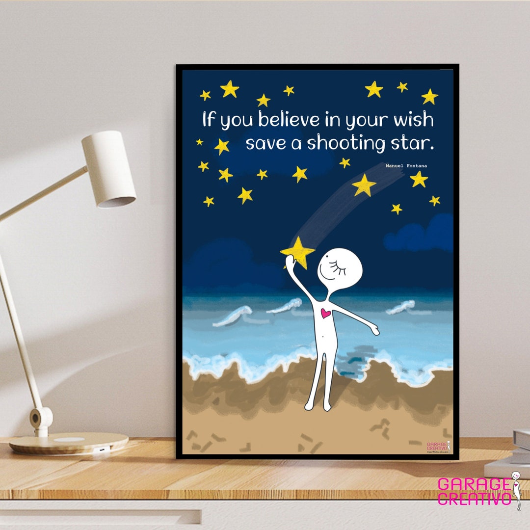 Motivational Quotes Shooting Star Poster, Think Positive Decor Home ...