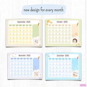 Printable Calendar 2025 for Kids, Colorful Funny Animal, Digital ...