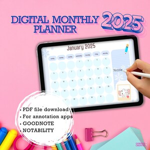 2025 Monthly Calendar Planner, Digital Calendar Notability, Digital ...