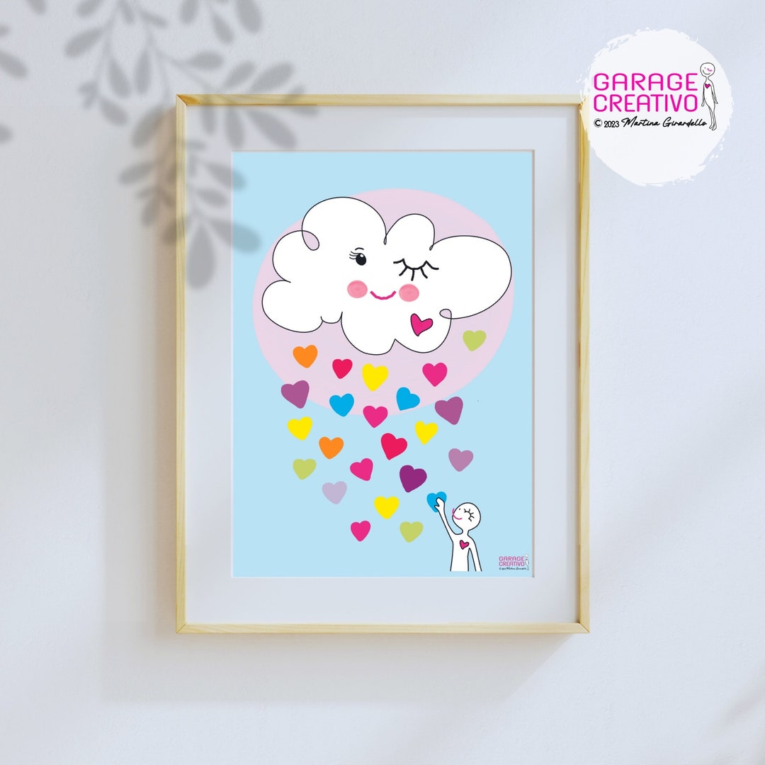 Cloud Hearts Rainbow Printable for Nursery, Emotions Wall Art Kids Room ...