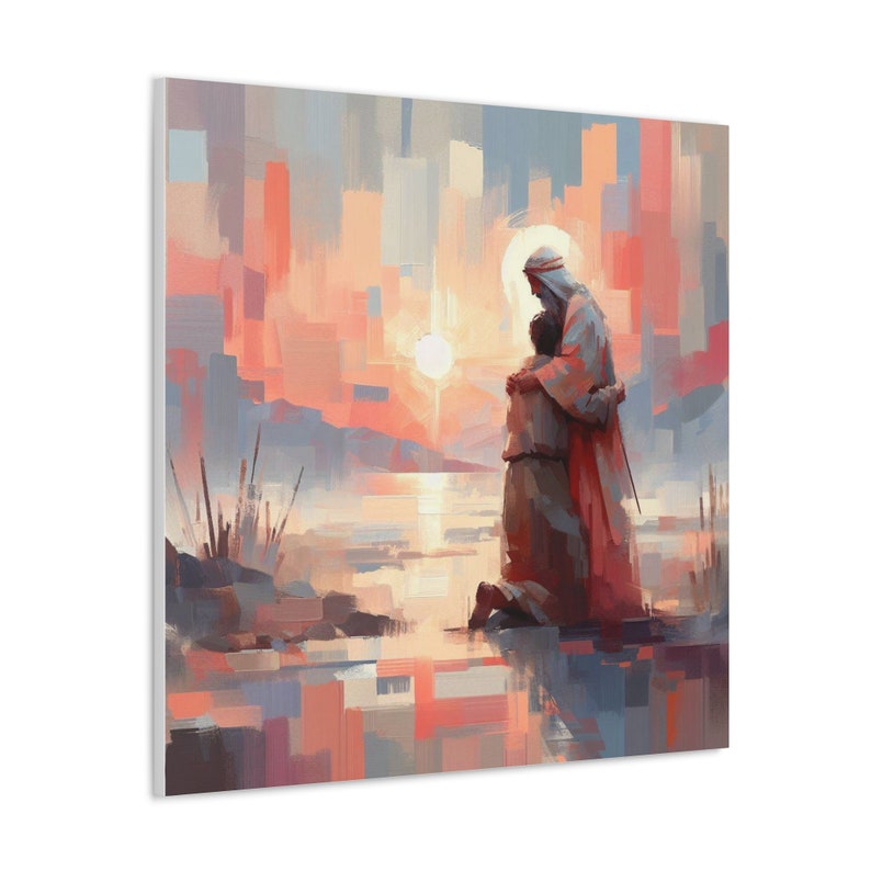 Home at Last: the Prodigal Son Modern Christian Art Print Canvas Wall Art Minimalist Impasto - Etsy